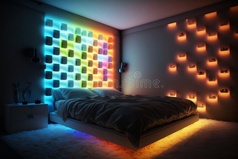 A Bedroom Featuring LED Lights with a Modern and Trendy Vibe ...