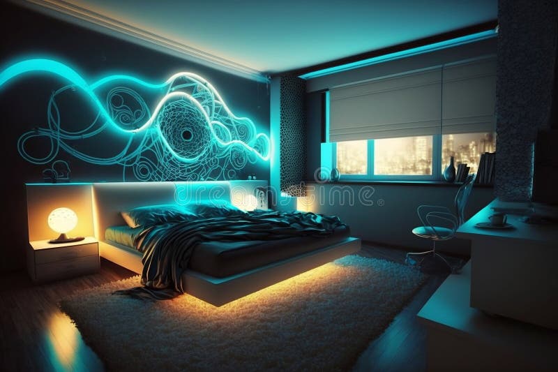 A Bedroom Featuring LED Lights with a Modern and Trendy Vibe ...