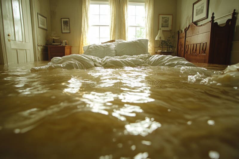 Bedroom Flooded Water Dramatic Intense Disaster Scene Stock Photos ...