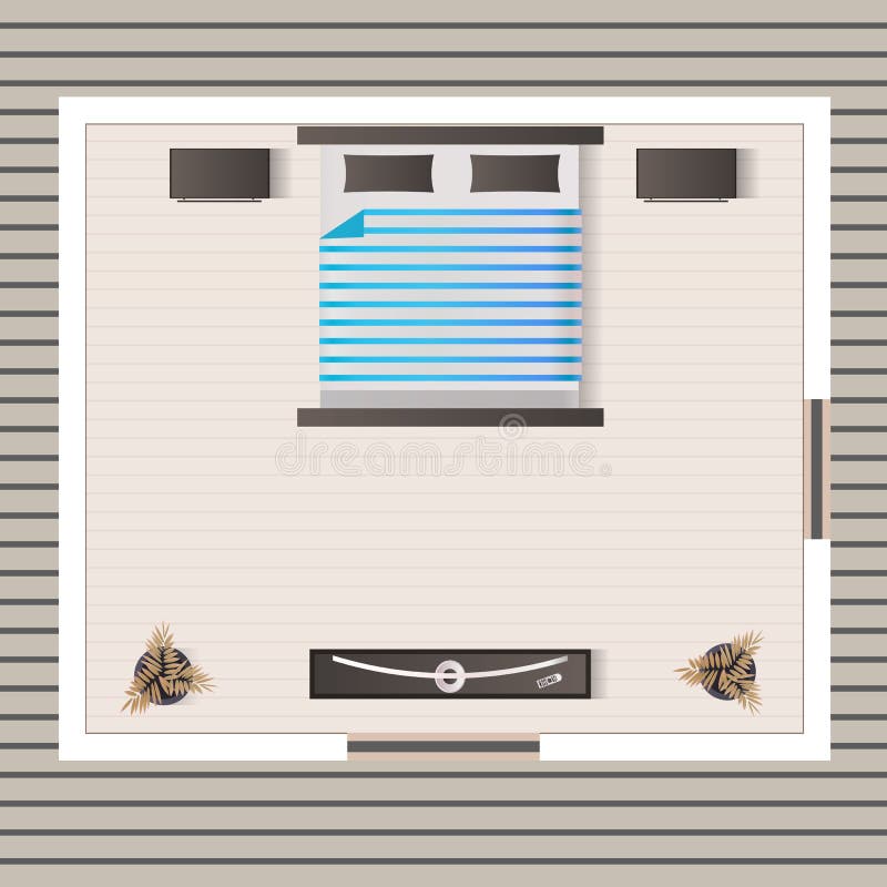 Bedroom With Furniture Overhead Top View. Stock Vector - Illustration ...