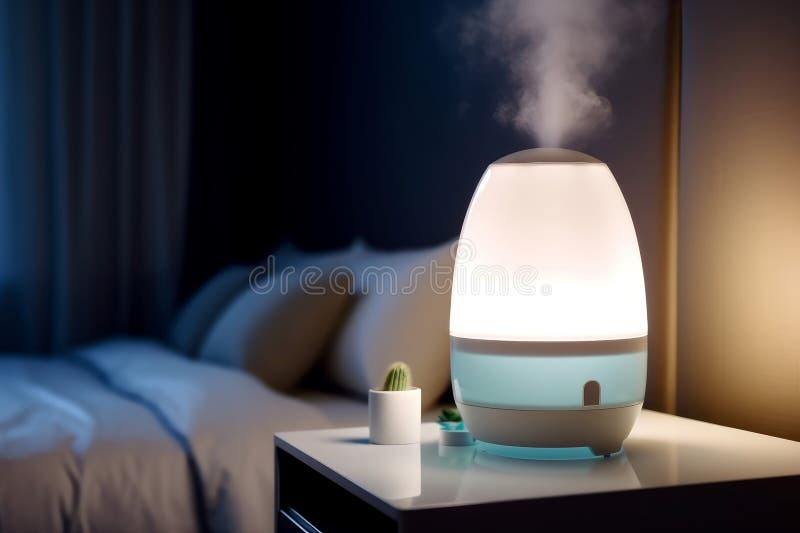 Bedroom Humidifier Night. Generate Ai Stock Illustration - Illustration ...