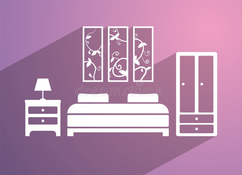 Bedroom icon design stock vector. Illustration of lamp - 127903395