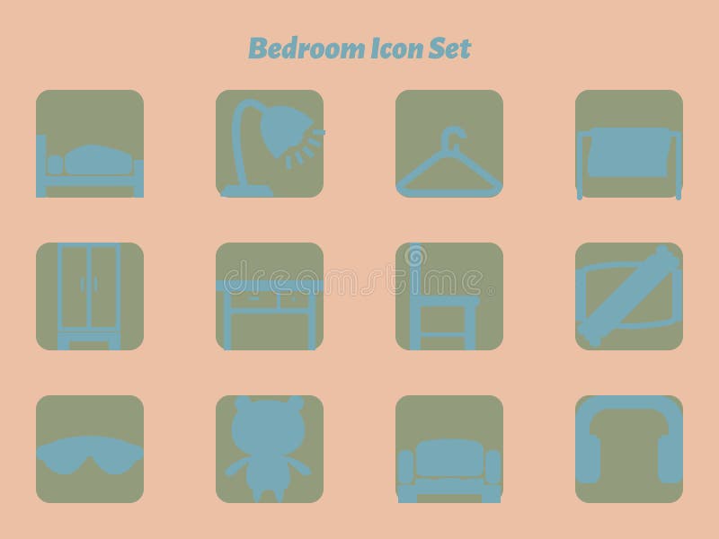 Bedroom icon set stock vector. Illustration of apartment - 54333643