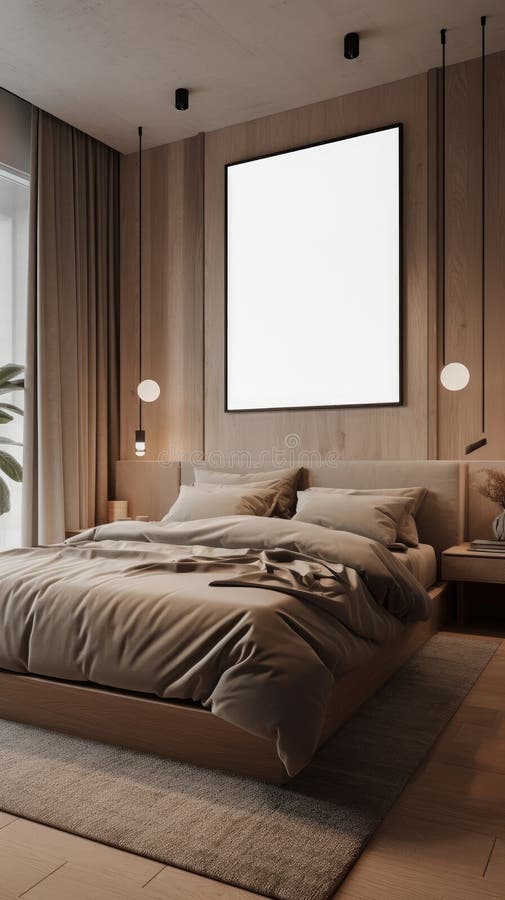 Bedroom Interior Architecture Features a Minimalist Style Stock ...
