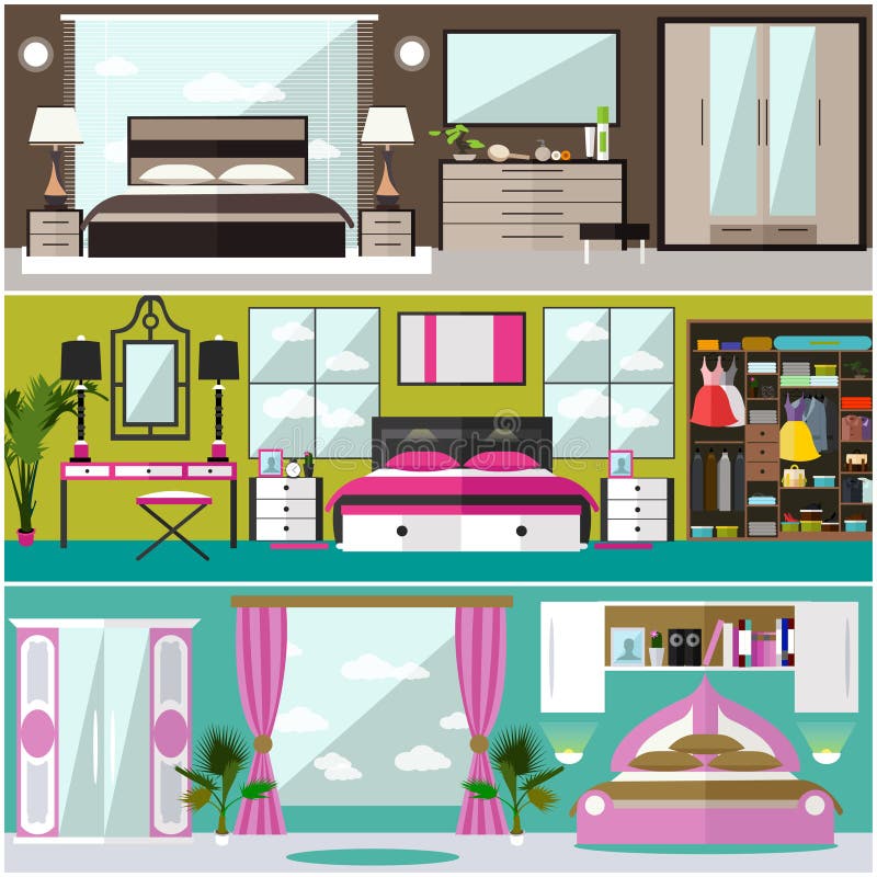 Bedroom Interior Vector Illustration Stock Illustrations – 54,727 ...
