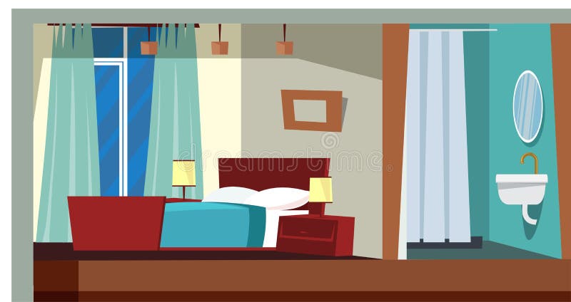 Luxury Hotel Bedroom Cartoon Vector Interior Stock Illustrations 791