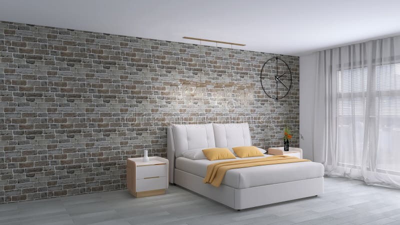 Bedroom Interior Design 3d Render Beautiful Elegant Stock Illustration ...