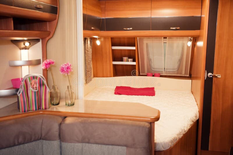 Bedroom Interior of Mobile Home Stock Image - Image of interior ...