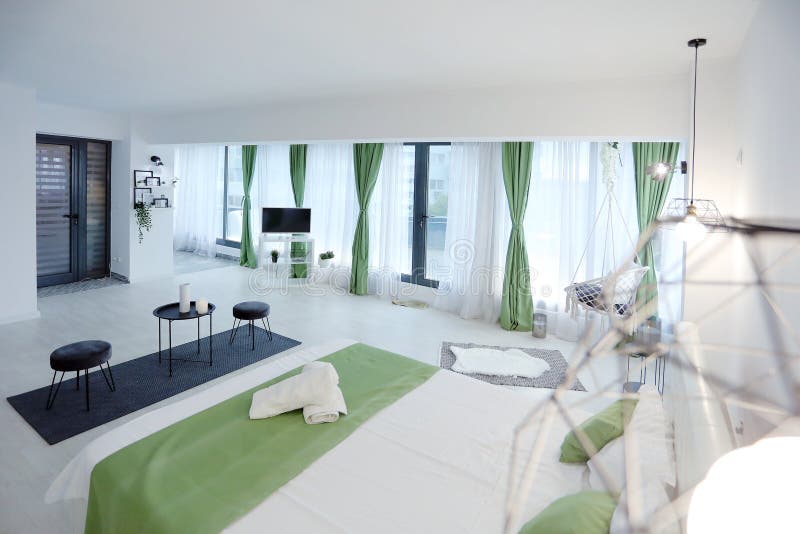 Studio with large windows stock photo. Image of estate - 182378626