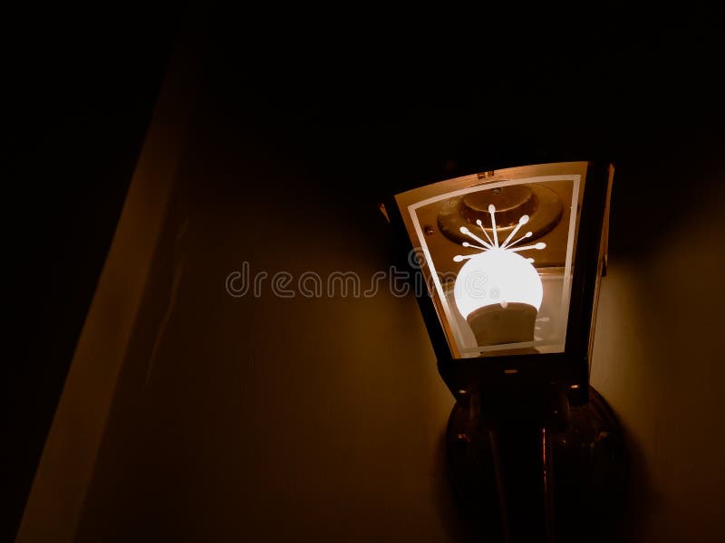 Bedroom Lamp in Hotel Room with Classic Shape and Dim Light Stock Image ...