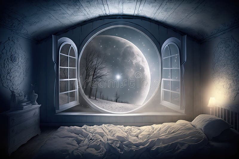The Bedroom, with the Light from the Moon and Stars Shining through the ...