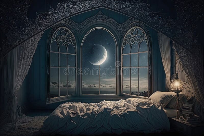 The Bedroom, with the Light from the Moon and Stars Shining through the ...