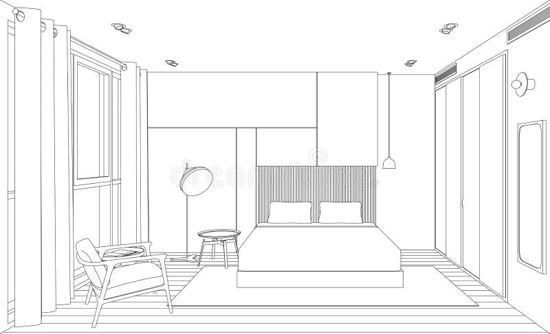Bedroom Line Drawing Stock Illustrations – 7,828 Bedroom Line Drawing ...