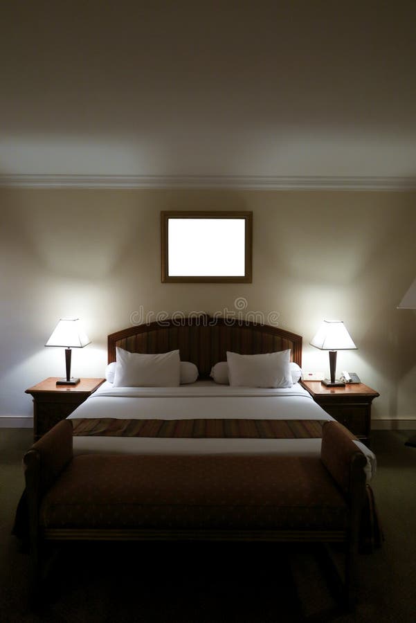 Bedroom in the Luxury Hotel at Night Stock Image - Image of frame ...