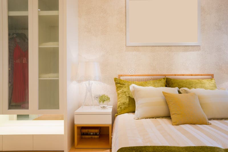 Bedroom stock photo. Image of house, home, bedside, wall - 551088