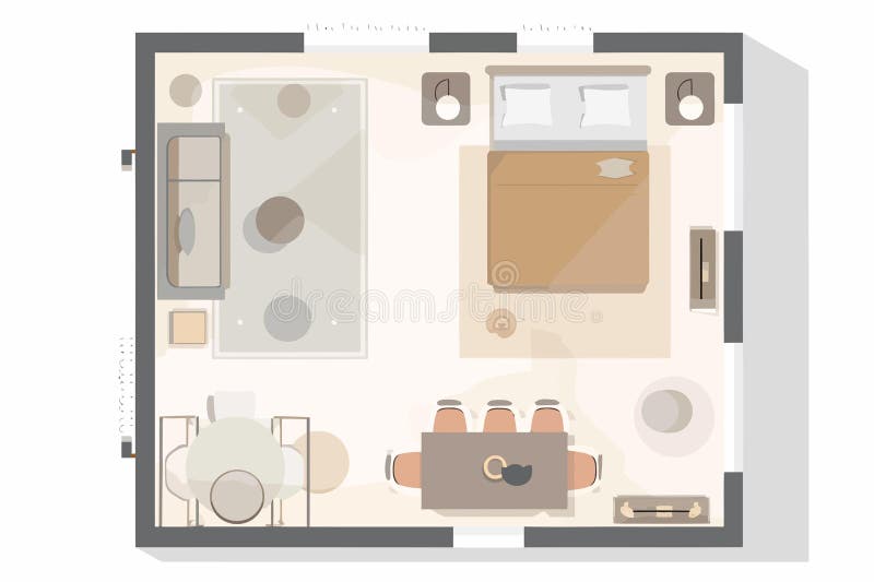 Bedroom Plan Top View Isolated Illustration Stock Vector - Illustration ...