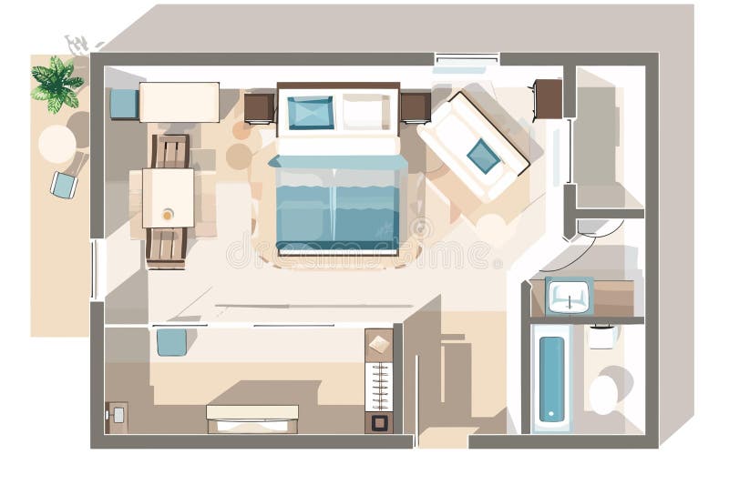 Bedroom Plan Top View Isolated Illustration Stock Vector - Illustration ...