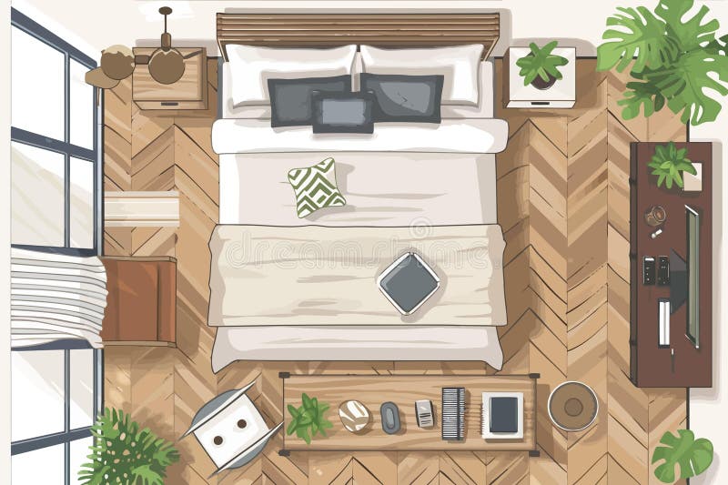 Bedroom Plan Top View Isolated Illustration Stock Vector - Illustration ...