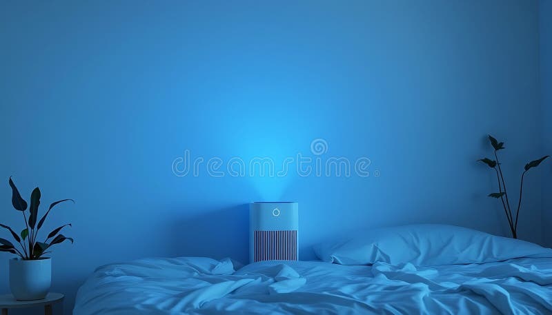 Bedroom Projector Night Scene, Home Cinema and Cozy Interior Setup ...