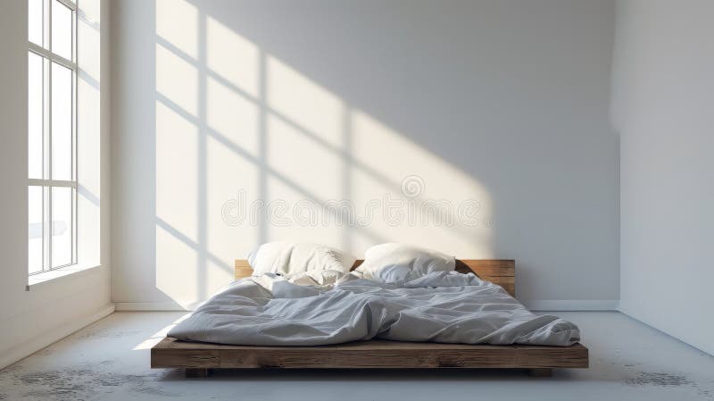 Bedroom in puristic Style stock illustration. Illustration of ...