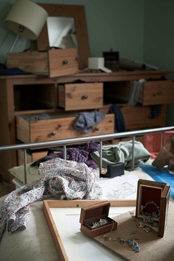 Bedroom Ransacked during Burglary Stock Photo - Image of messy ...