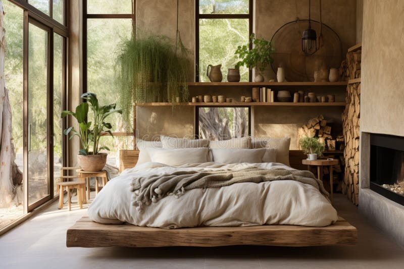 Bedroom with Recycled Wood Elements, Creating a Harmonious Eco-friendly ...