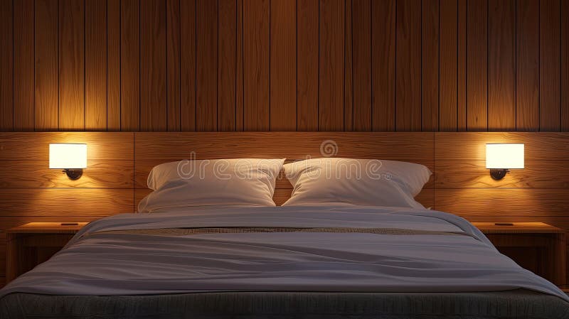 A Bedroom Scene with Bedside Lamps on Both Sides of the Bed Emitting ...