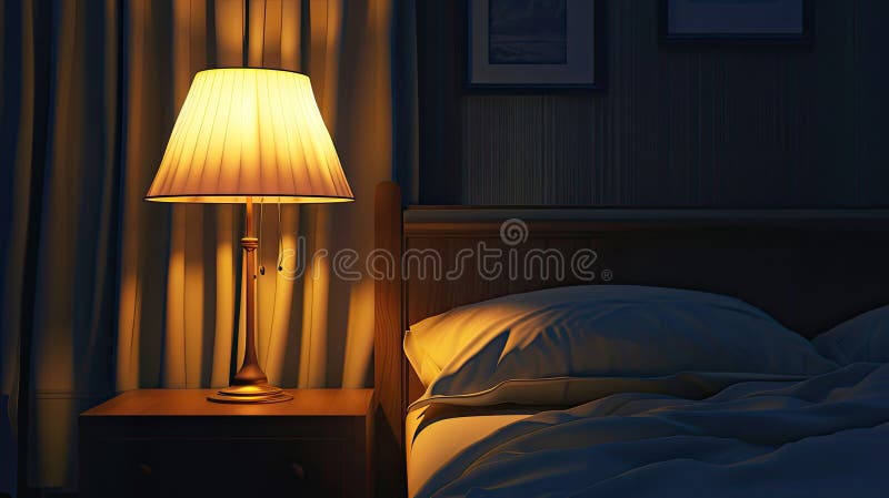 A Bedroom Scene with Bedside Lamps on Both Sides of the Bed Emitting ...