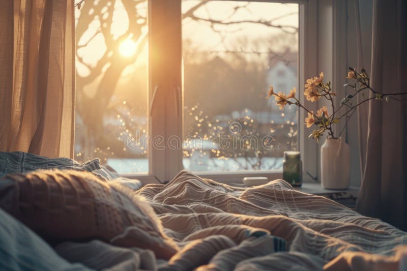 Bedroom Scene Sunlight Shining Window Stock Photos - Free & Royalty ...