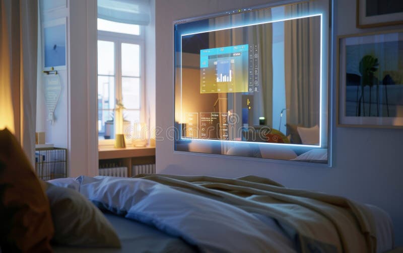 A Bedroom with a Smart Mirror that Displays Information and Doubles As ...