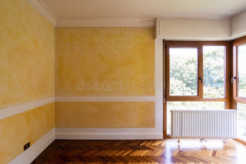 Bedroom with Window and Radiator Stock Photo - Image of space ...