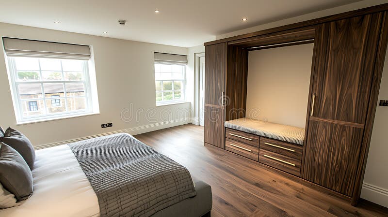 A Bedroom with a Wooden Chest and a Bed Stock Photo - Image of hotel ...