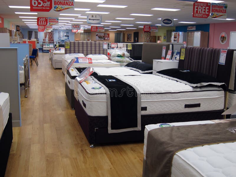 Beds on Display for Sale in a Store. Editorial Stock Image - Image of ...