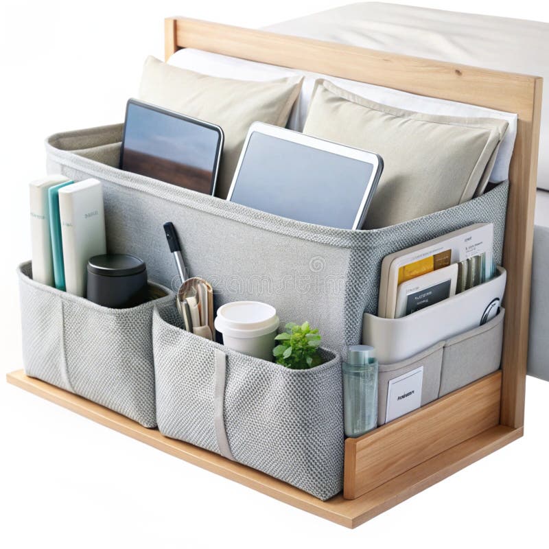 Bedside Caddy with Various Compartments Providing Efficient Storage ...