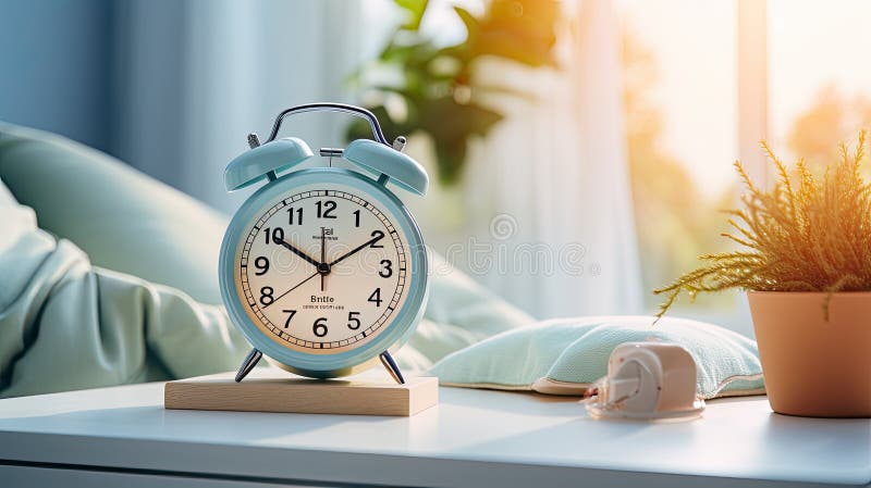 Bedside Clock on Bedside Table at the Morning Close Up Stock ...