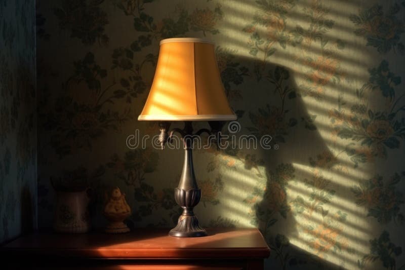 Bedside Lamp Casting Soft Shadows on Wall Stock Illustration ...