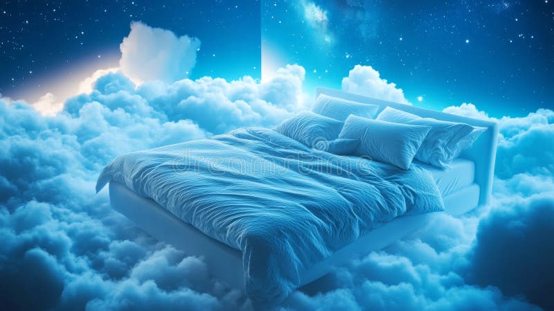 A Bedside Stand in a Blue Fluffy Cloud in the Sky, Signifying a ...