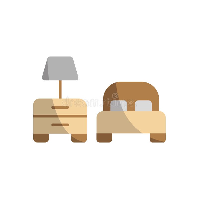 Bedside Table and Bed Set Icon Vector Stock Vector - Illustration of ...