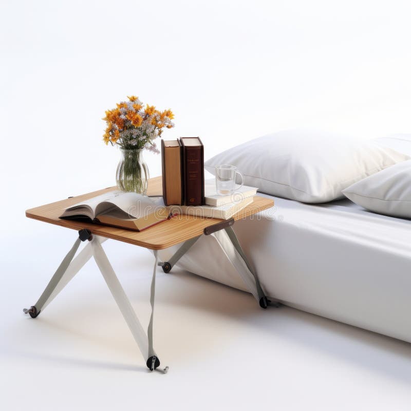 Avant-garde Design Bed Table with Vase for Camping Stock Illustration ...