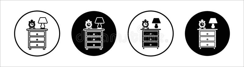 Bedside Table Flat Line Icon Set. Bedside Table Thin Line Illustration ...