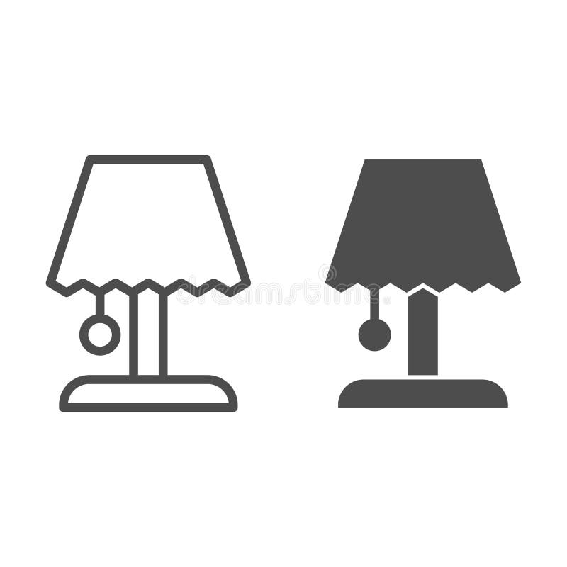 Bedside Table Lamp Thin Line Icon. Light Fixture for Living Room or ... Bedside Table Lamp Thin Line Icon. Light Fixture for Living Room or ...