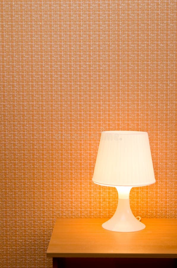 Bedside table lamp stock image. Image of wallpaper, motel - 31670267