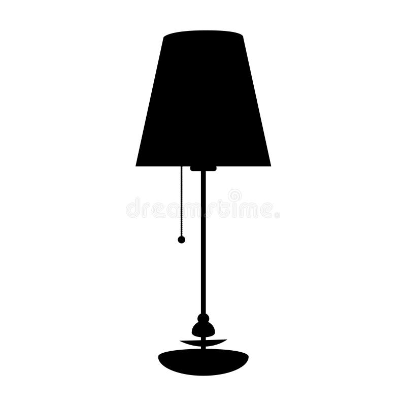 Bedside Table Lamp Silhouette Illustration Vector Stock Vector ...