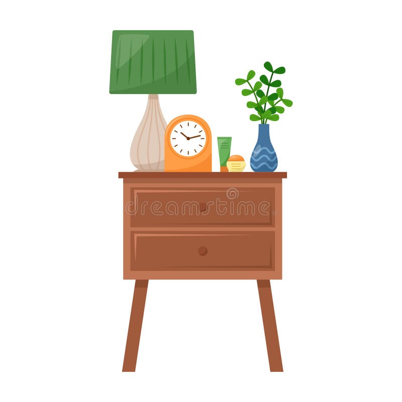 Bedside Table Alarm Clock Stock Illustrations – 314 Bedside Table Alarm ...