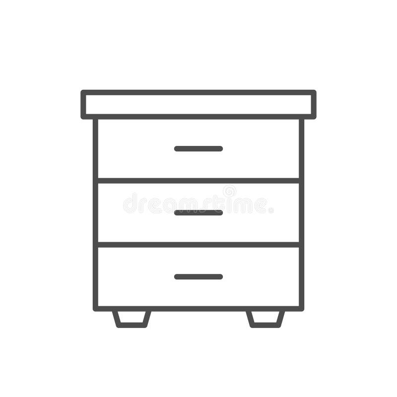 Bedside Table Line Outline Icon Stock Vector - Illustration of ...