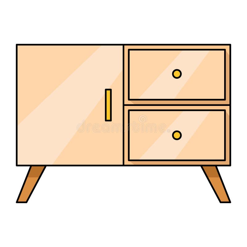 Bedside Table. Minimalistic Icon in Cartoon Style. Vector Flat Illustration of a Nightstand with ...
