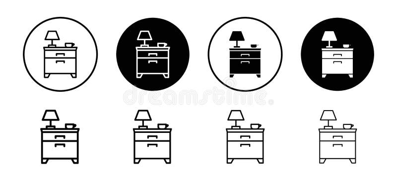 Bedside Table Vector Icon Set Collection. Bedside Table Outline Flat ...