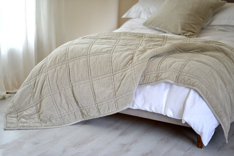 Bedspread stock photo. Image of slept, earth, neutral - 93349612