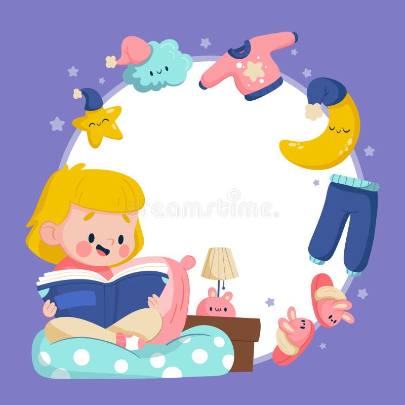 Bedtime Frame in Flat Cartoon Style Stock Illustration - Illustration ...