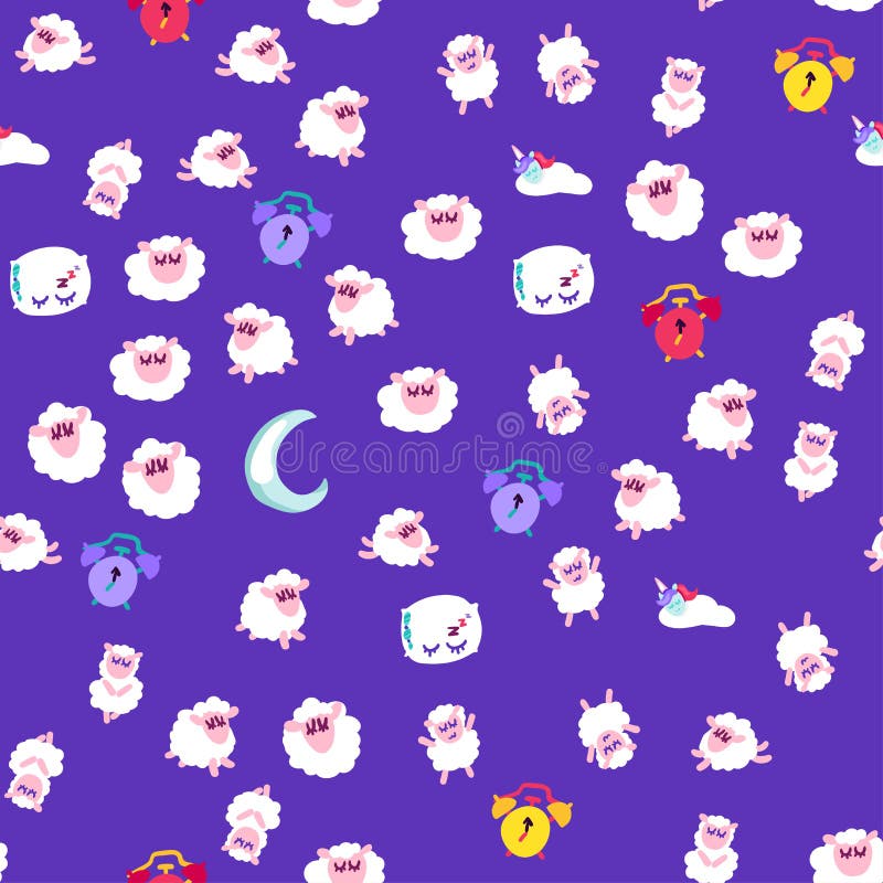 Bedtime, Good Night Sleep Seamless Pattern Stock Illustration ...